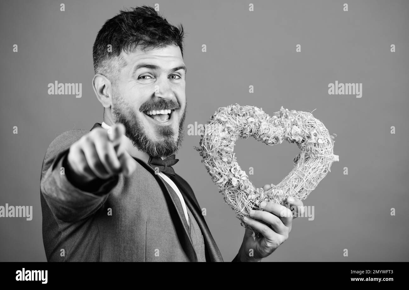 Happy Valentines Day Hipster Hold Heart Symbol Love Romantic Surprise