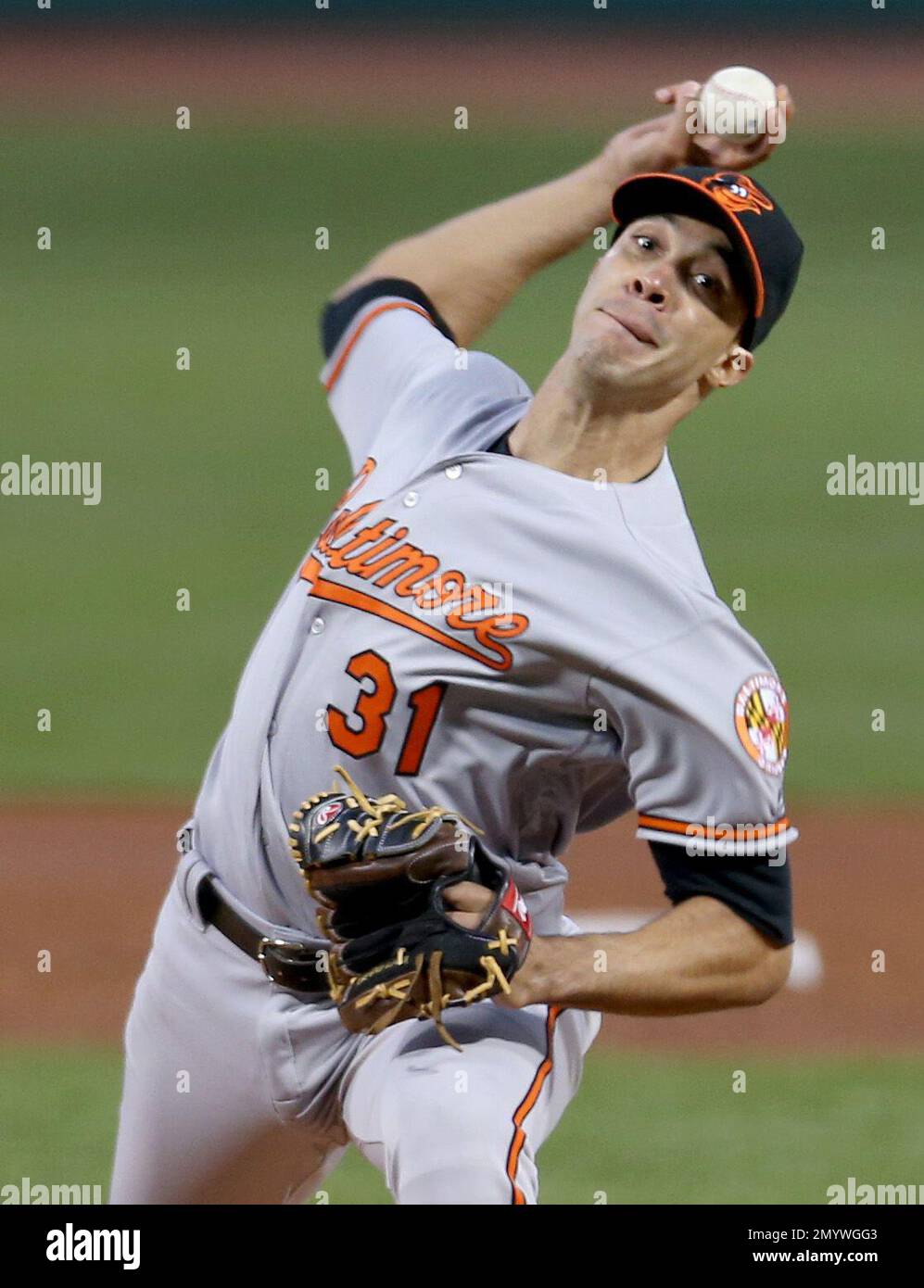 Baltimore Orioles starting pitcher Ubaldo Jimenez (31) pitches during ...