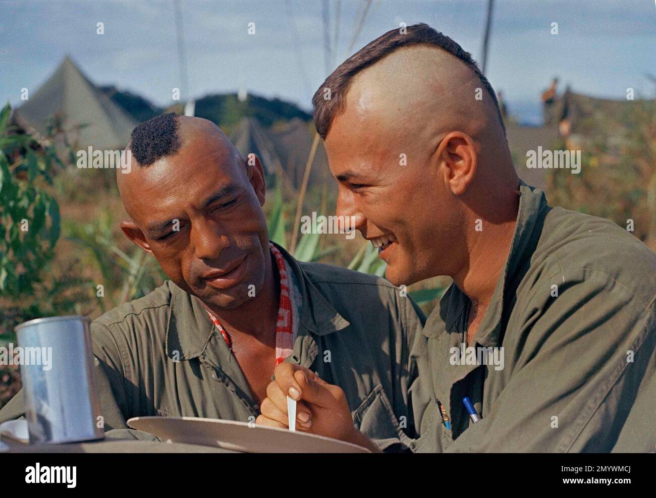 Two members of the 2nd Battalion, 8th Cavalry, 1st Airborne Division ...