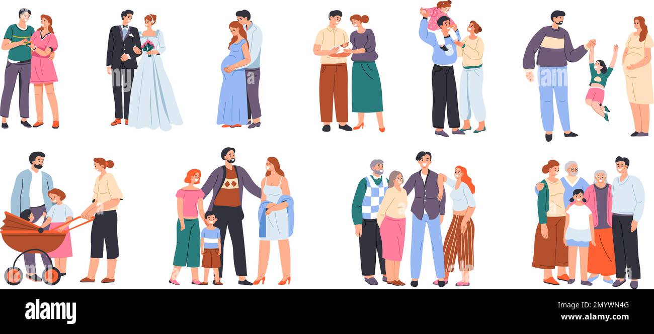 Family of man and woman, parents with children Stock Vector Image & Art ...