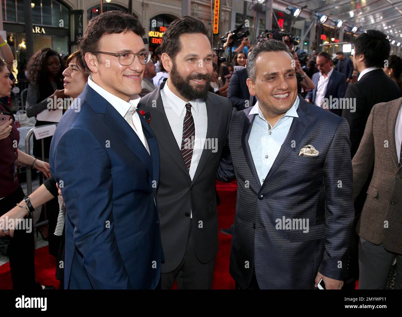 Directors Anthony Russo, left, Joe Russo, right, and actor Paul Rudd ...