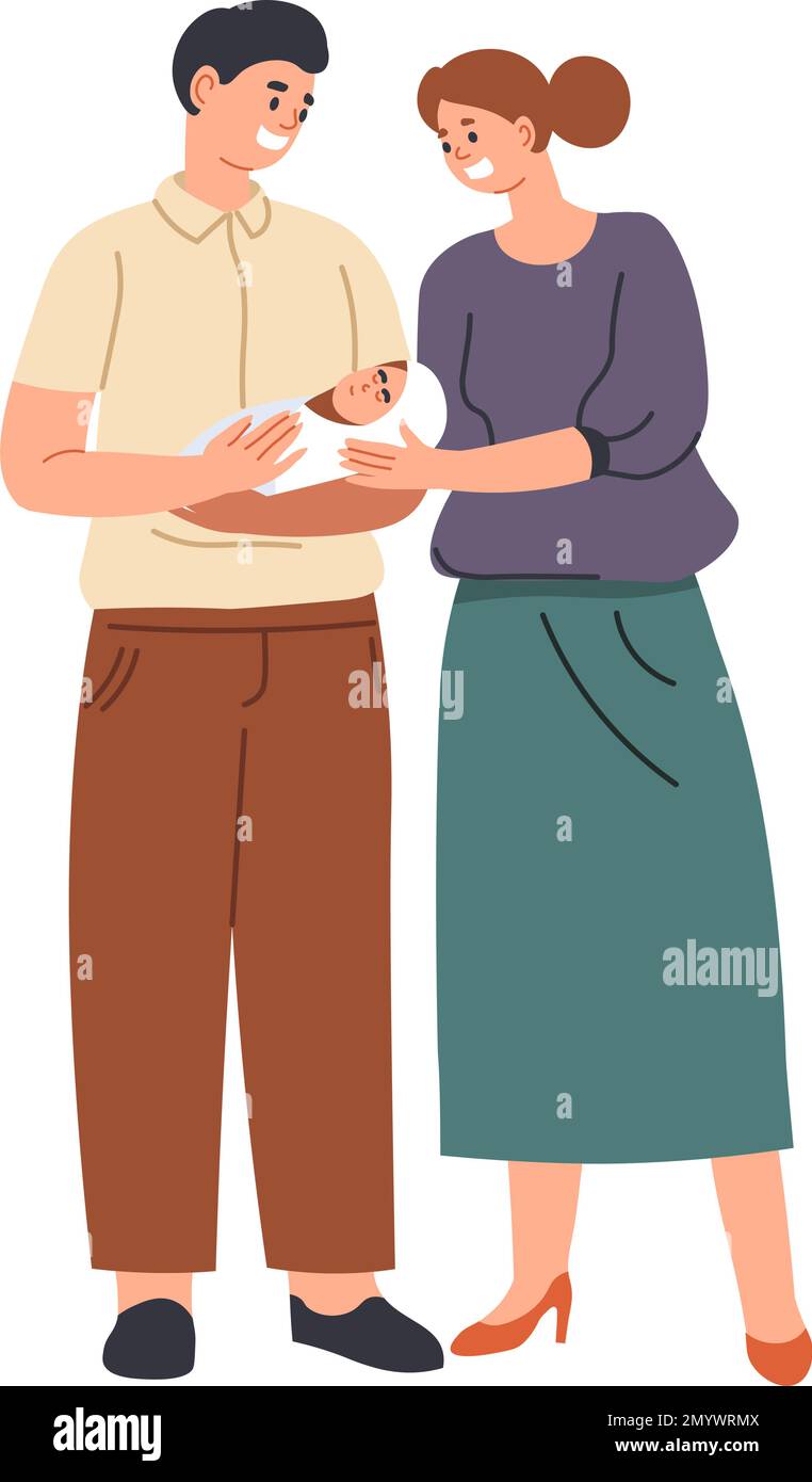Father and mother having child, family life vector Stock Vector Image ...