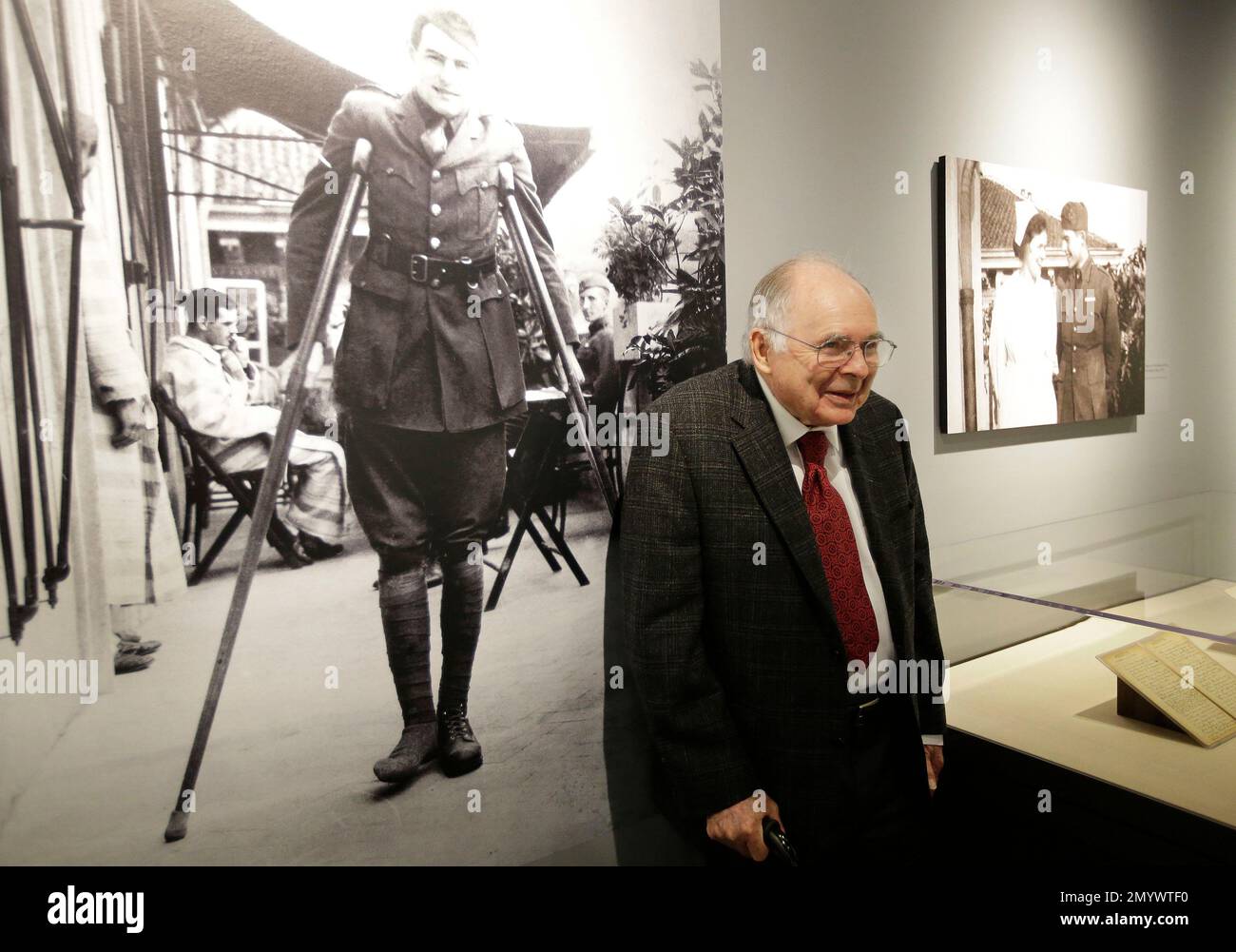 Patrick Hemingway son of Ernest Hemingway, stands near a 1918 ...