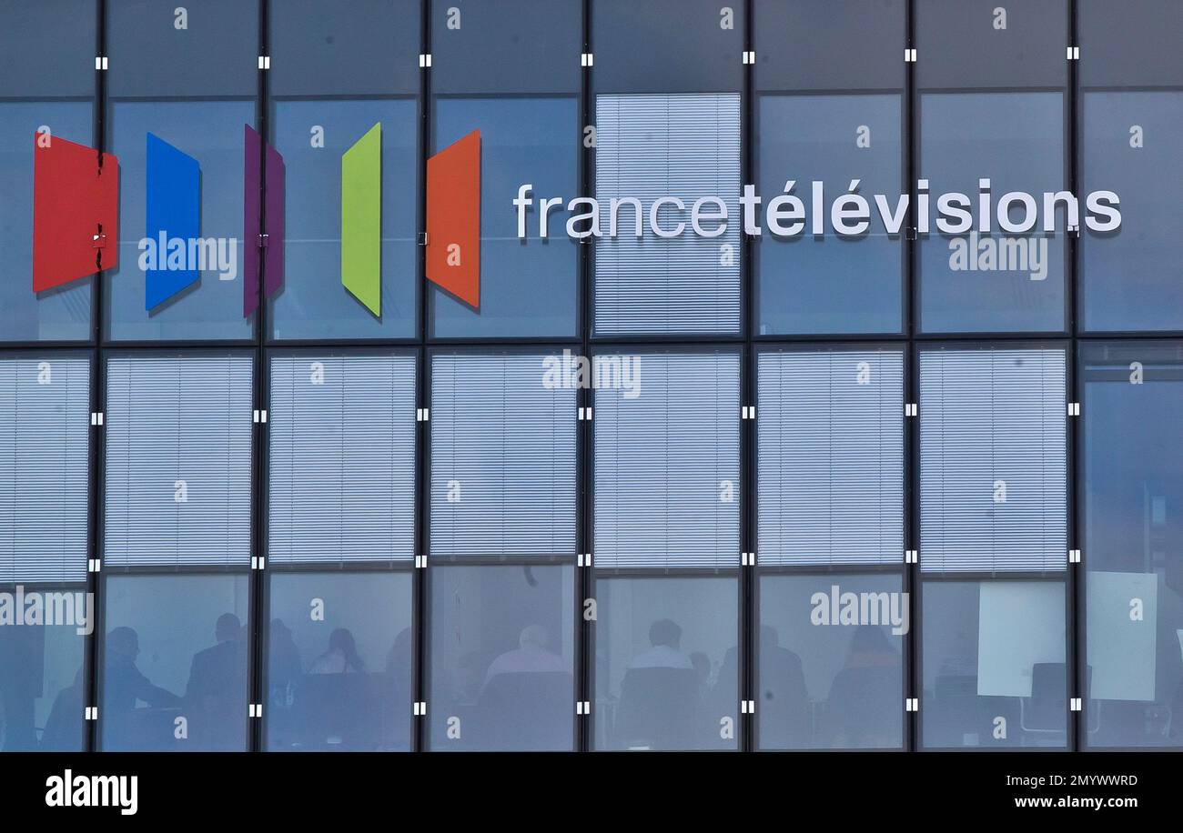 The logo of France Television SA, the French public national television ...