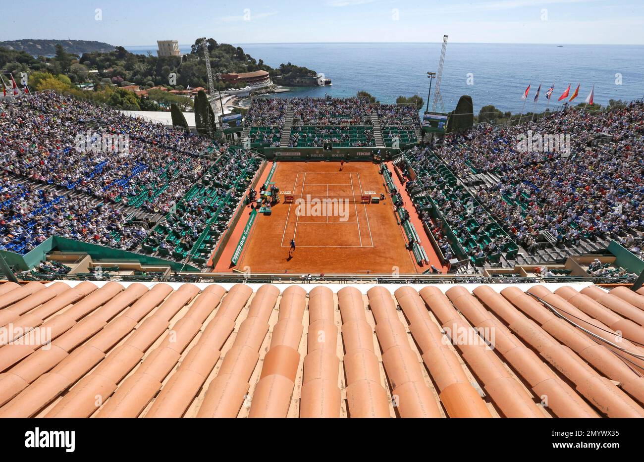 View of the central court of the Monte Carlo Tennis Masters tournament ...