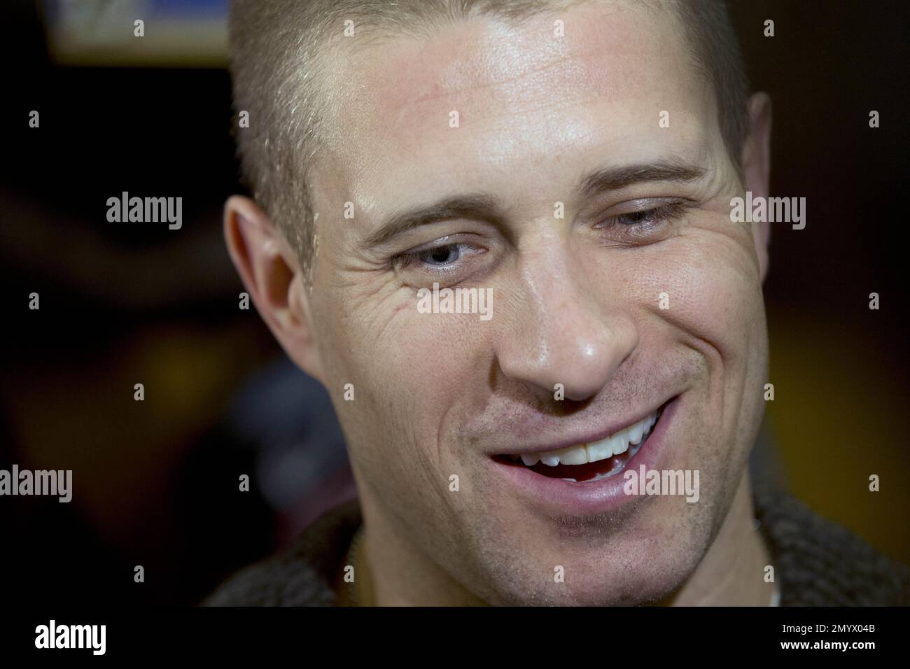 Boston Bruins' John-Michael Liles speaks with reporters at TD Garden in ...