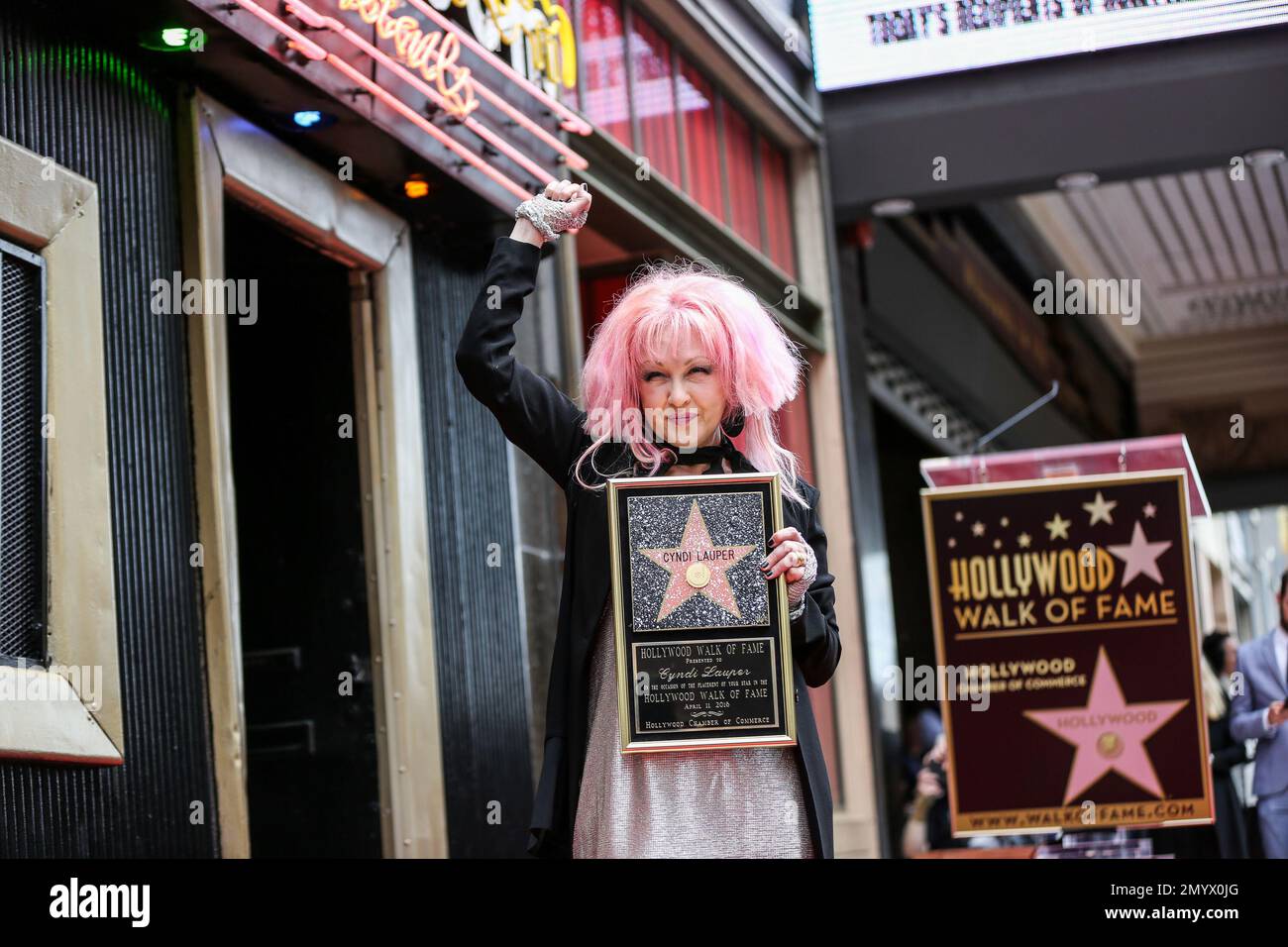 Cyndi Lauper attends a ceremony honoring her and Harvey Fierstein with ...