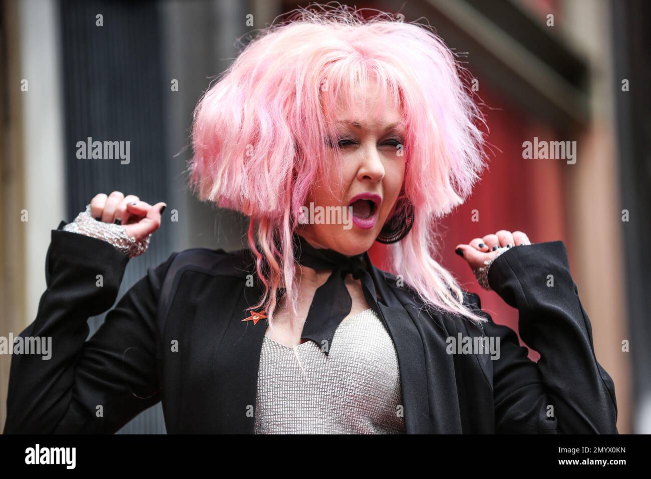 Cyndi Lauper attends a ceremony honoring her and Harvey Fierstein with ...
