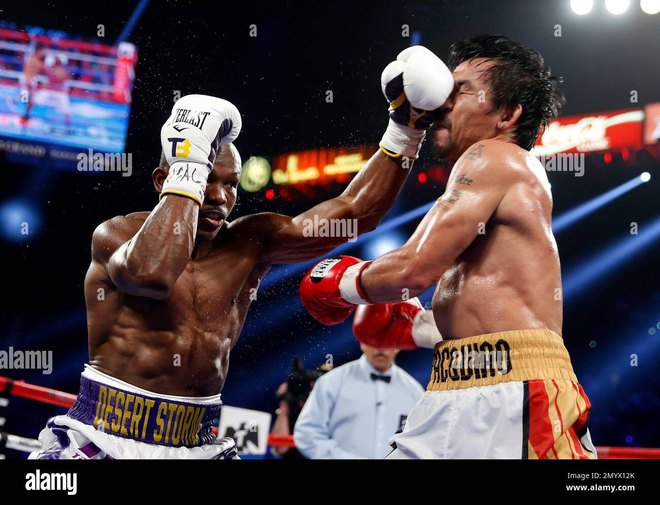 Manny Pacquiao, of the Philippines, fights Timothy Bradley during a ...