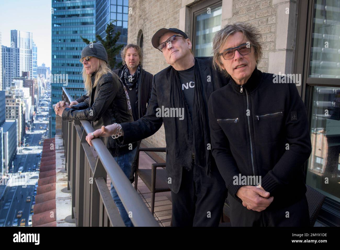 In this April 5, 2016 photo, members of Cheap Trick, from left, Robin ...