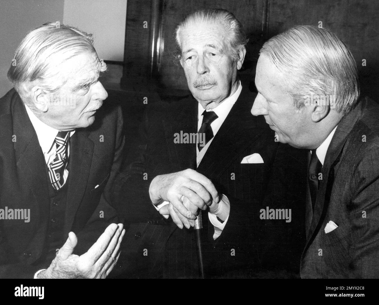 Britain's Prime Minister Edward Heath, right, with former Prime ...