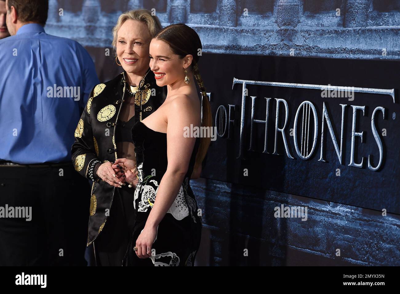 Faye Dunaway and Emilia Clarke attend the season six premiere of "Game ...