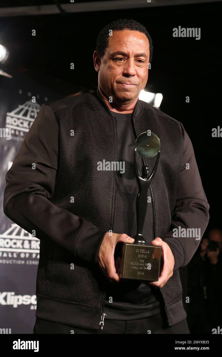 DJ Yella of N.W.A poses in the press room at the 31st Annual Rock and ...