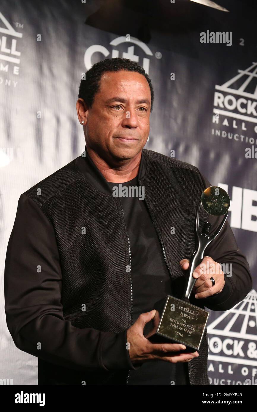 DJ Yella of N.W.A poses in the press room at the 31st Annual Rock and ...