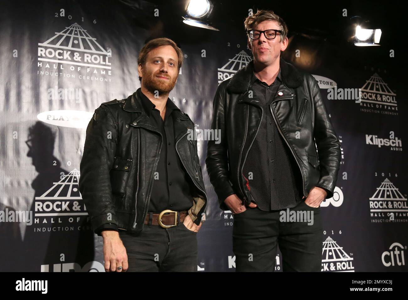 Dan Auerbach, left, and Patrick Carney of The Black Keys pose in the ...