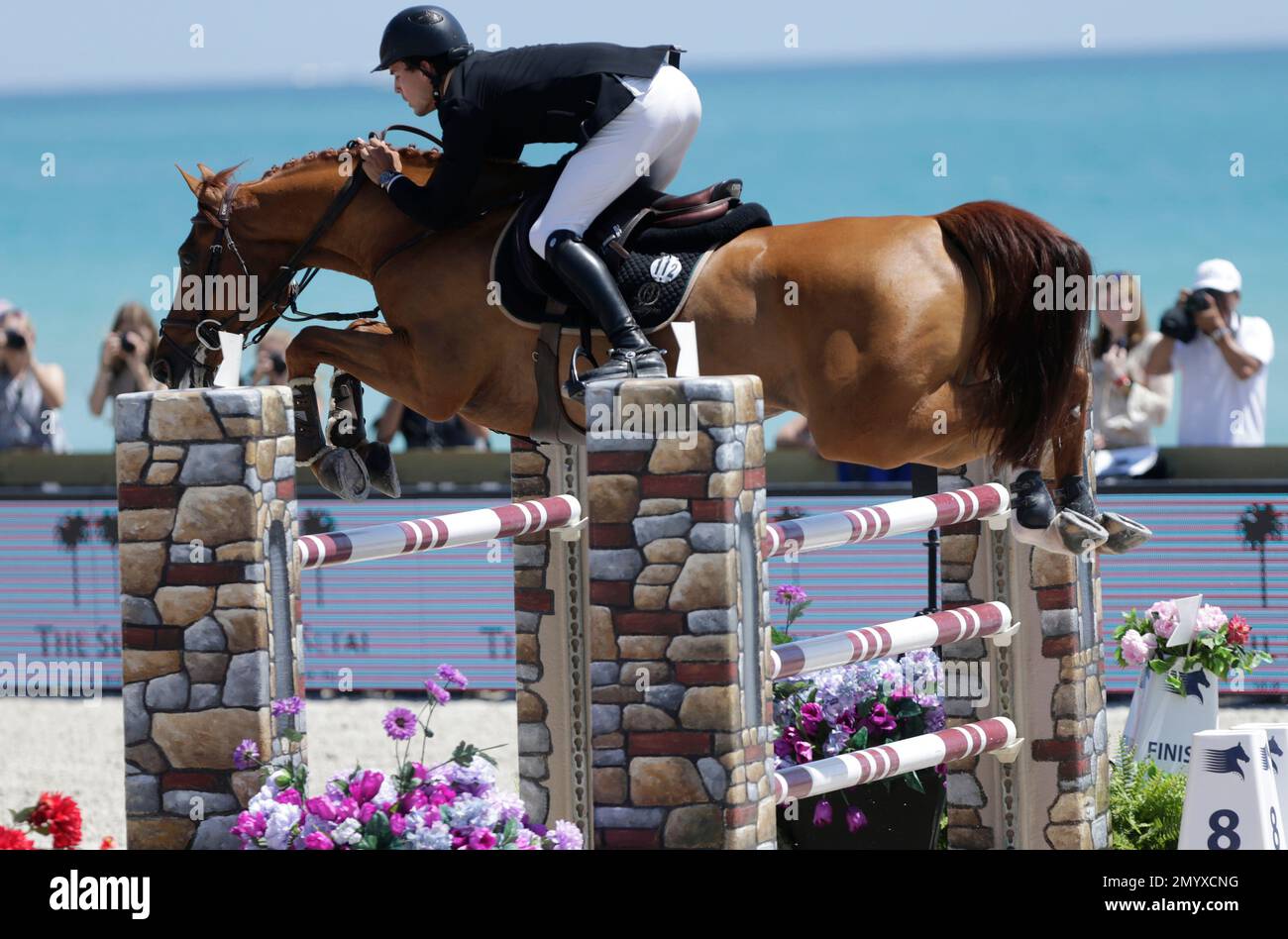Eugenio Garza Perez, of Mexico, competes at the Global Champions Tour ...