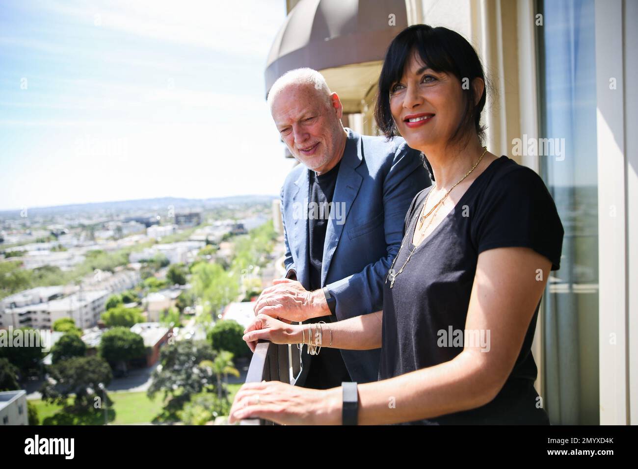 In this March 22, 2016 photo, David Gilmour, left, and Polly Samson ...