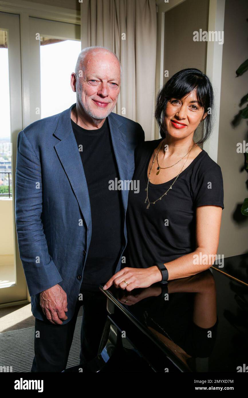 In this March 22, 2016 photo, David Gilmour, left, and Polly Samson ...