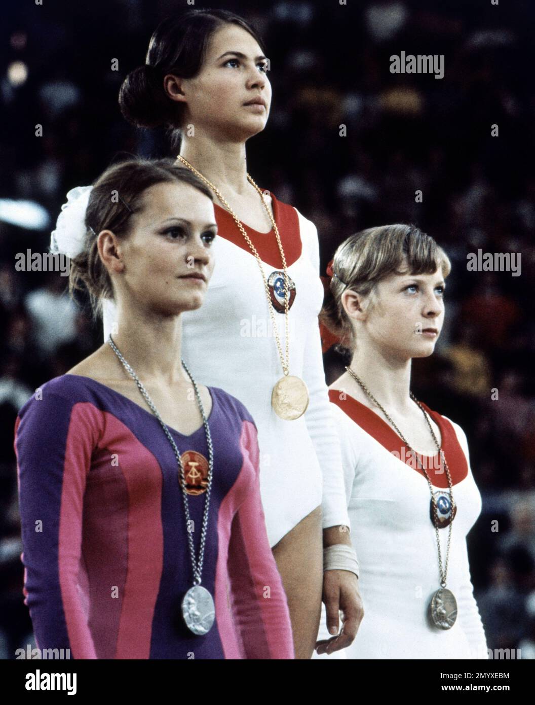 On the podium on Aug. 30, 1972, after women's individual gymnastics are ...