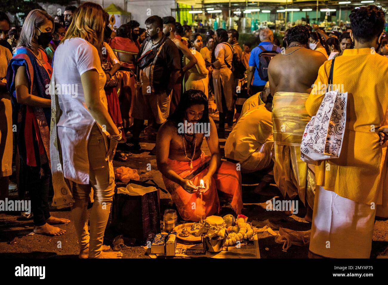 Hindu devotee prays temple during hi-res stock photography and images ...