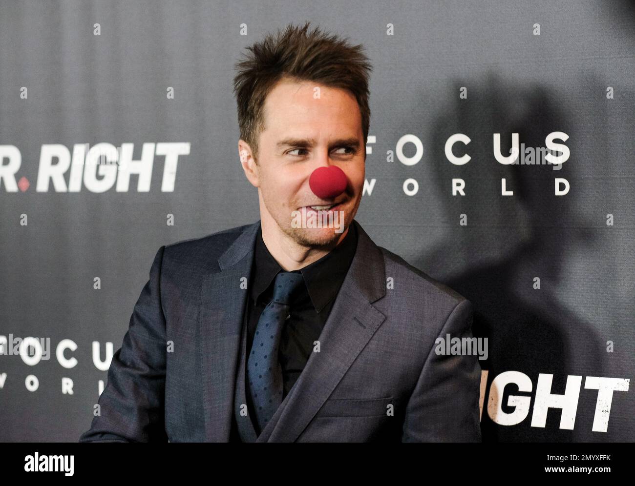 Actor Sam Rockwell attends the premiere of "Mr. Right" at AMC Lincoln ...