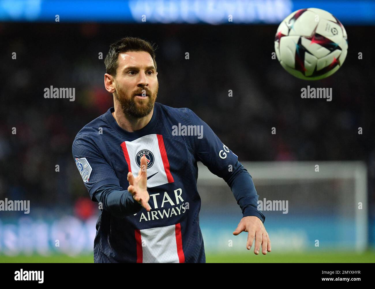 Lionel Messi of PSG celebrates his goal during the French championship ...