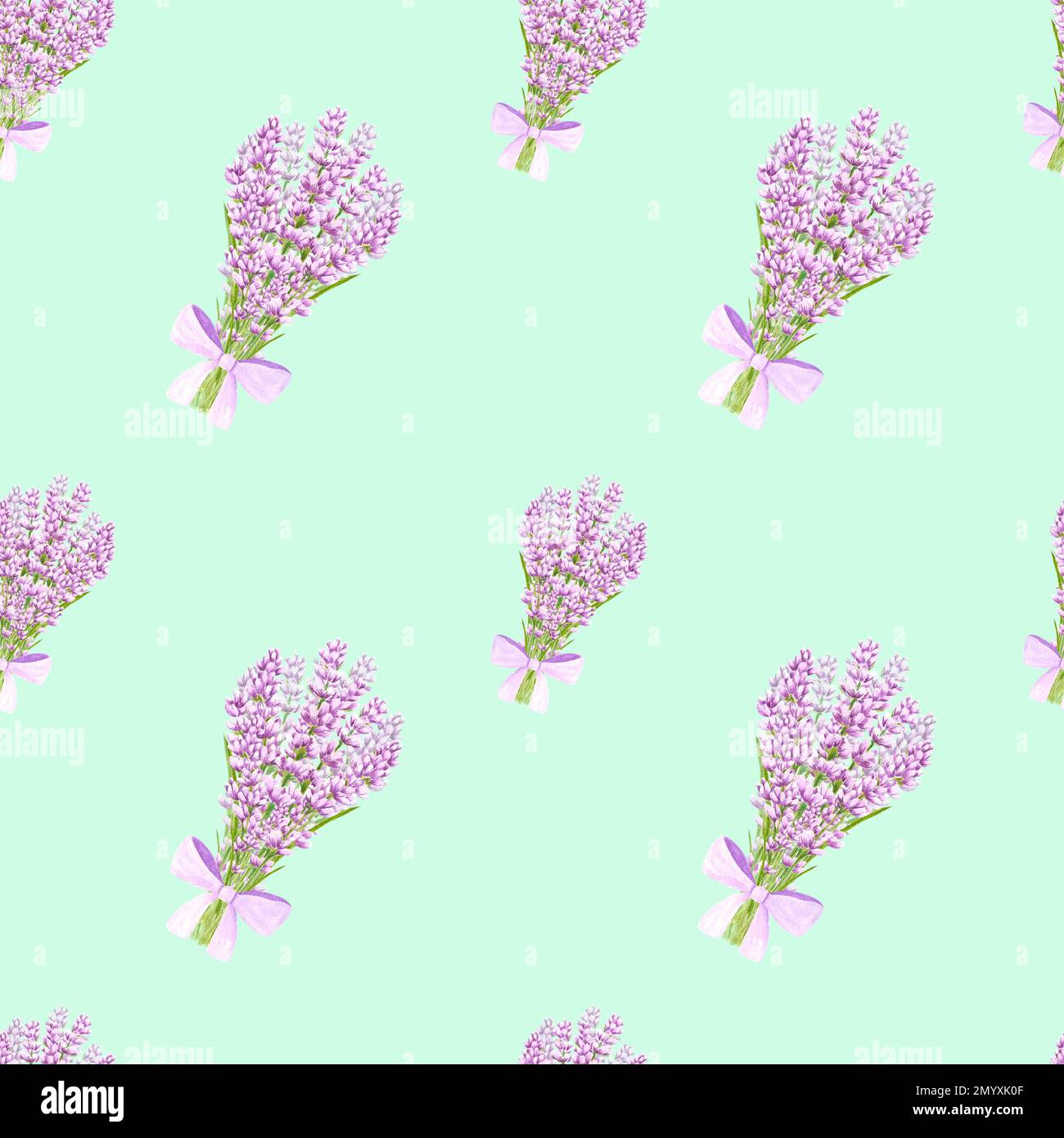 Handdrawn lavender flowers seamless pattern. Watercolor purple lavender ...