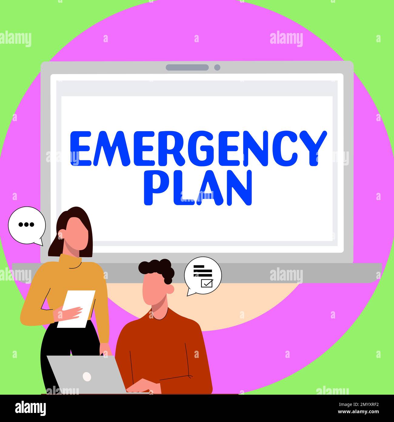 Sign displaying Emergency Plan. Business showcase Procedures for ...