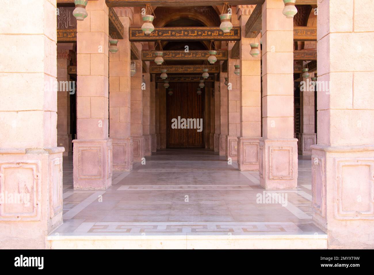 white marble columns at a mosque in egypt during the day Stock Photo ...