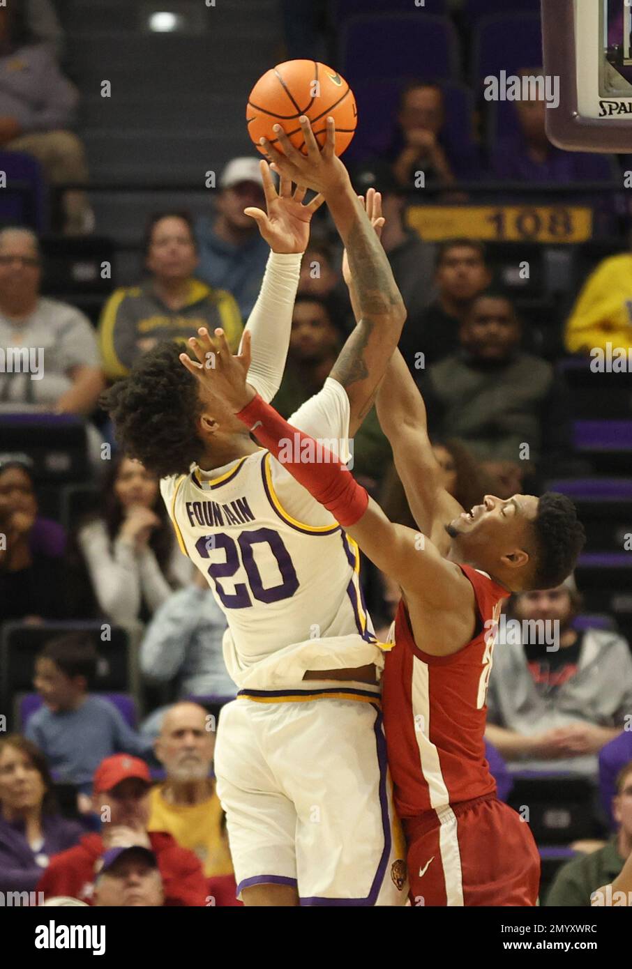 Baton Rouge, USA. 04th Feb, 2023. LSU Tigers forward Derek Fountain (20 ...