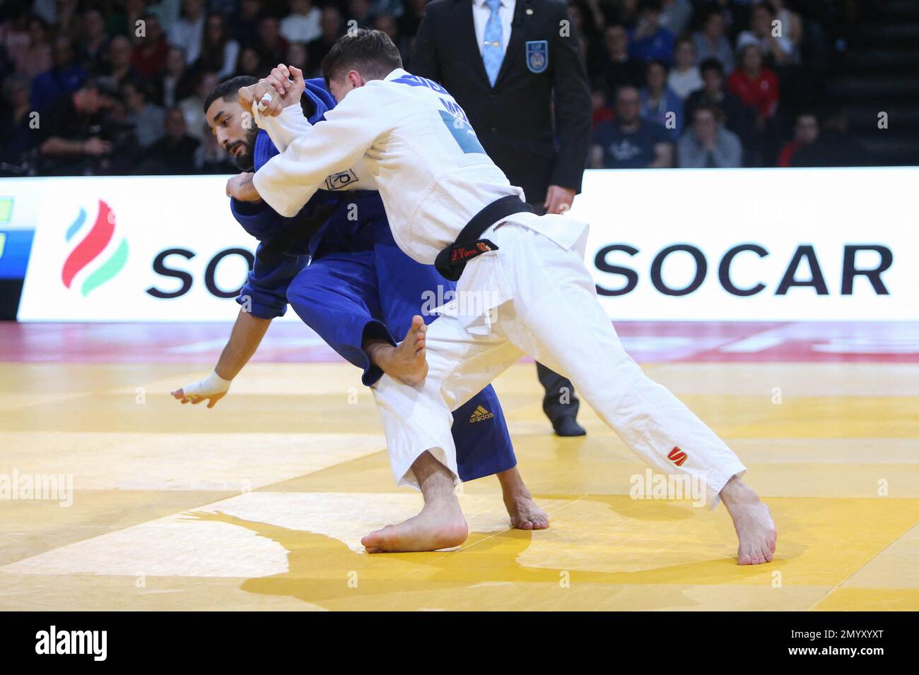 Walide Khyar of France and Denis Vieru of Modalvie during the Judo ...