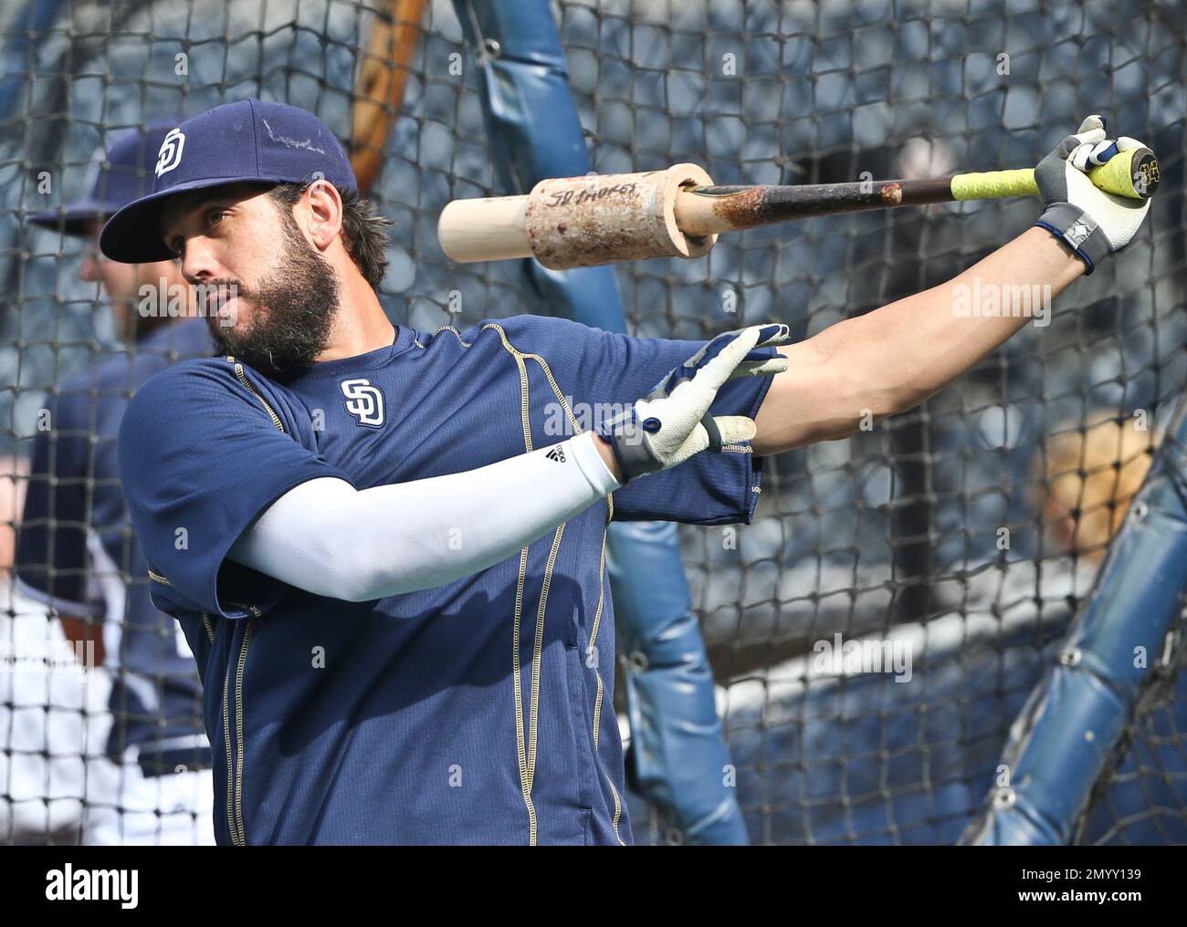 San Diego Padres starting pitcher James Shields, faces the Los Angeles ...