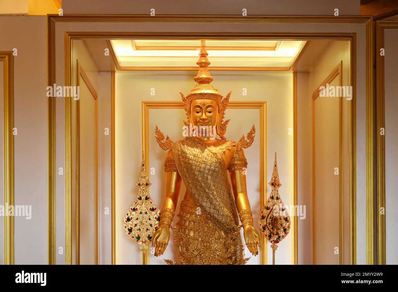 Buddha statue on the grounds of Golden Mount Temple (Wat Saket). Landmark in Bangkok, Thailand ...