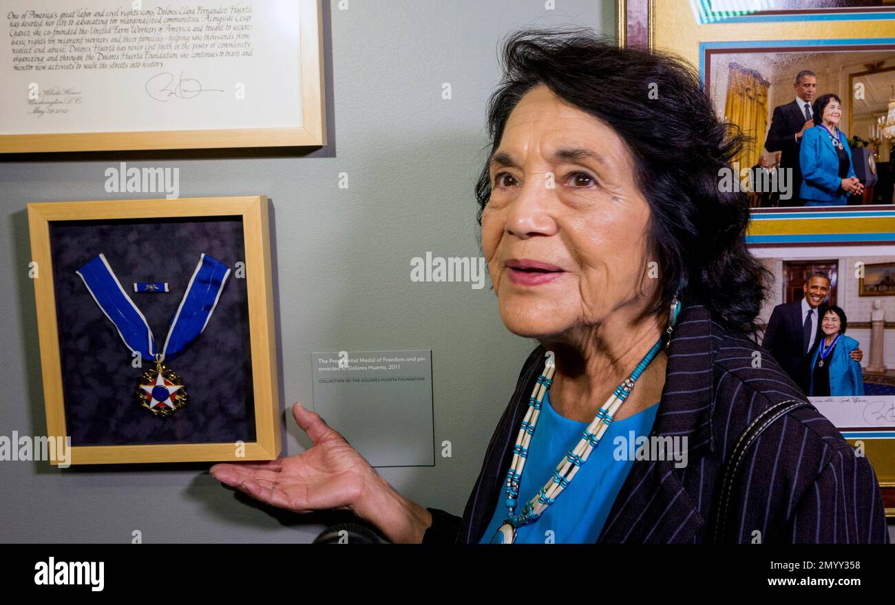 FILE - This April 10, 2014 file photo Dolores Huerta, co-founder of ...