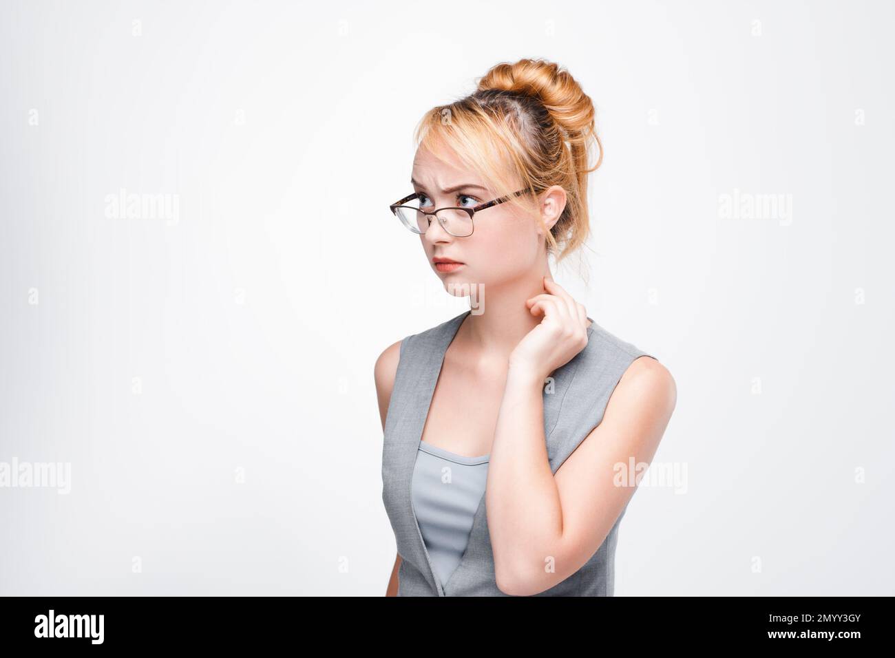 Young woman concentrated on personal problems Stock Photo - Alamy