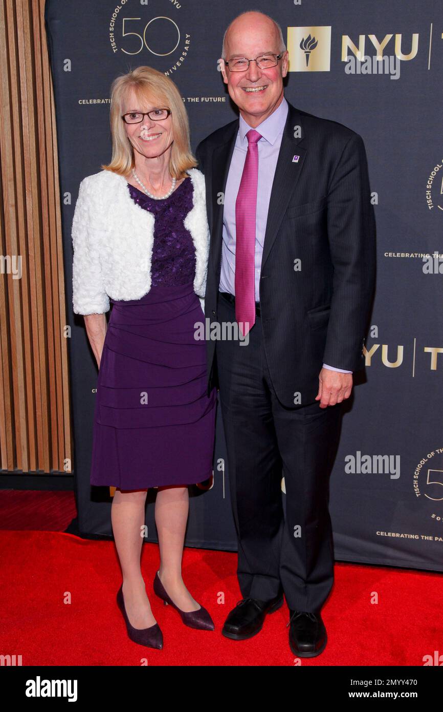 Jennie Hamilton, left, and Andrew Hamilton, right, attend the NYU Tisch ...