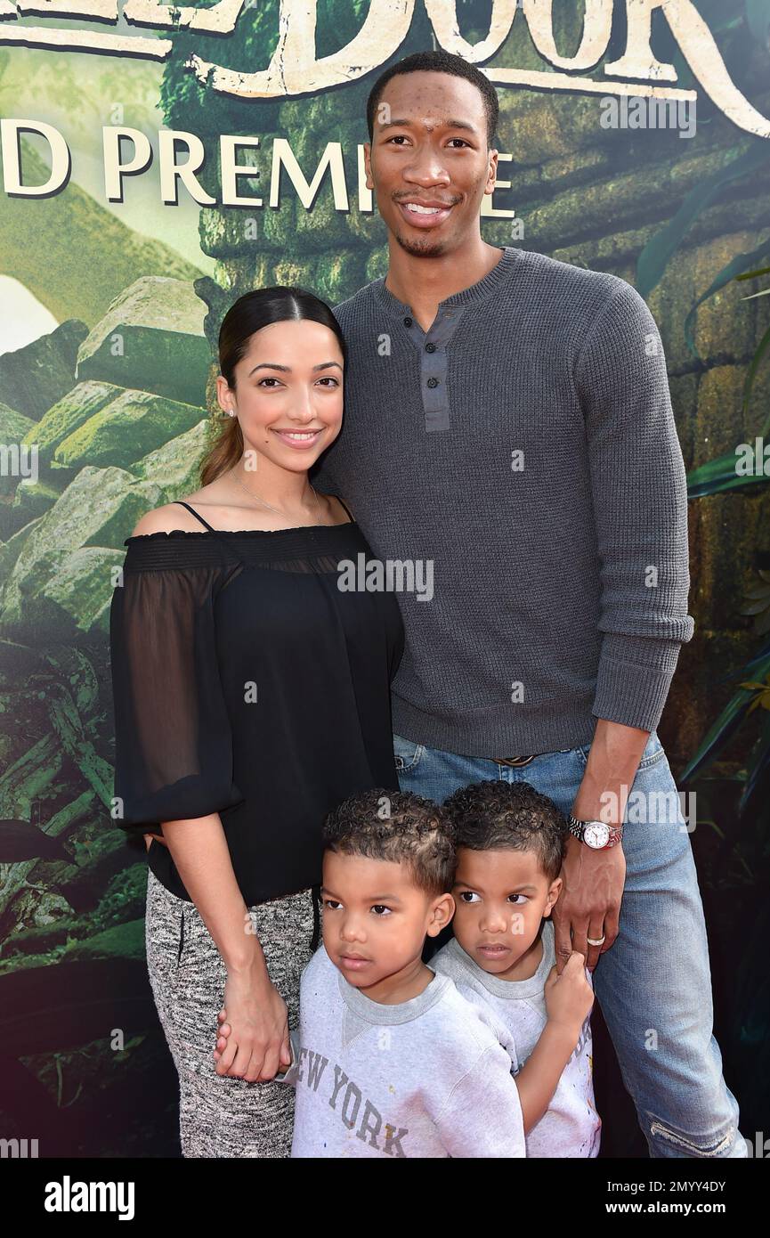 Wes Johnson, right, Melissa Johnson and children arrive at the premiere ...