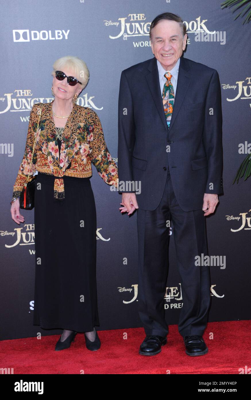 Elizabeth Gluck, left, and Richard M. Sherman arrive at the premiere of ...