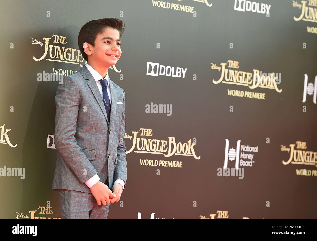 Neel Sethi arrives at the premiere of "The Jungle Book" at the El ...