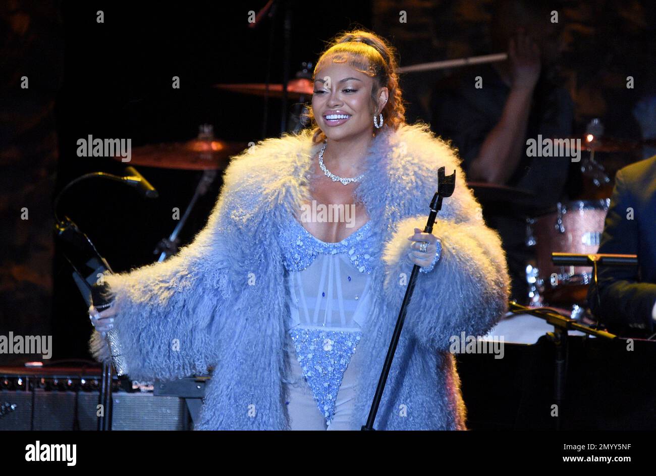 Latto performs at the Pre-Grammy Gala on Saturday, Feb. 4, 2023, at the ...