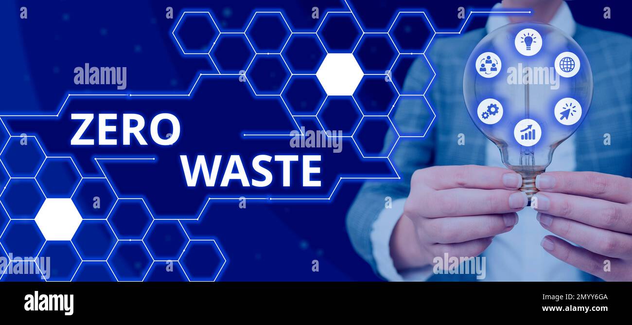 Hand writing sign Zero Waste. Business showcase industrial responsibility includes composting ...