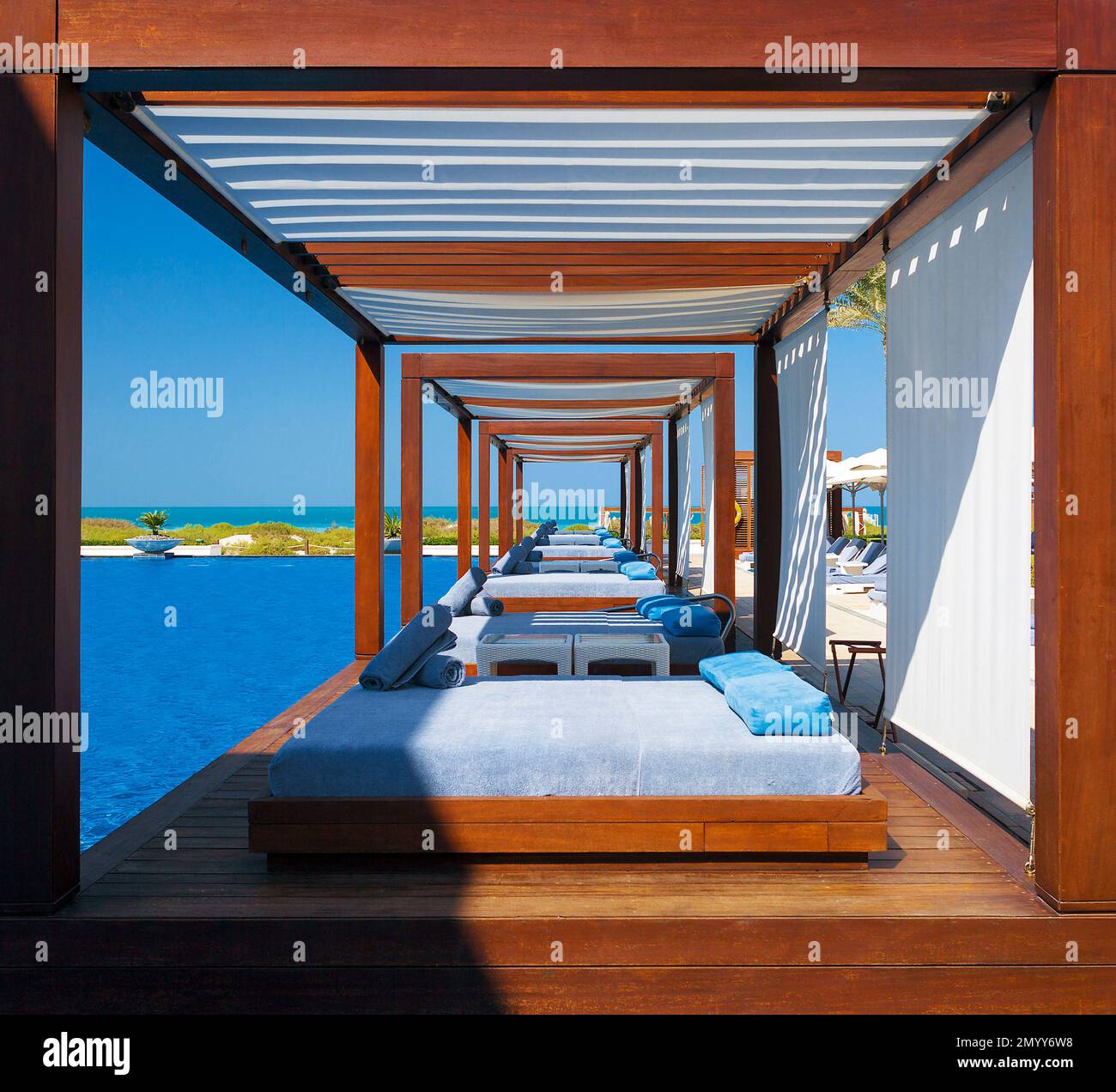 luxury place resort with pool and beds Stock Photo - Alamy