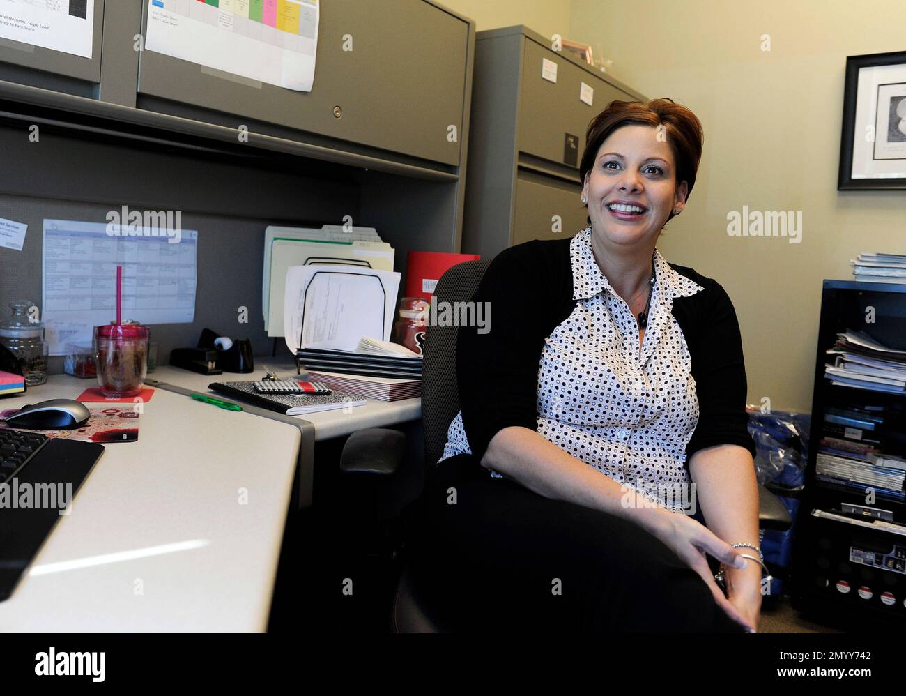 In this March 25, 2016 photo, Amanda Salazar sits in her office at ...