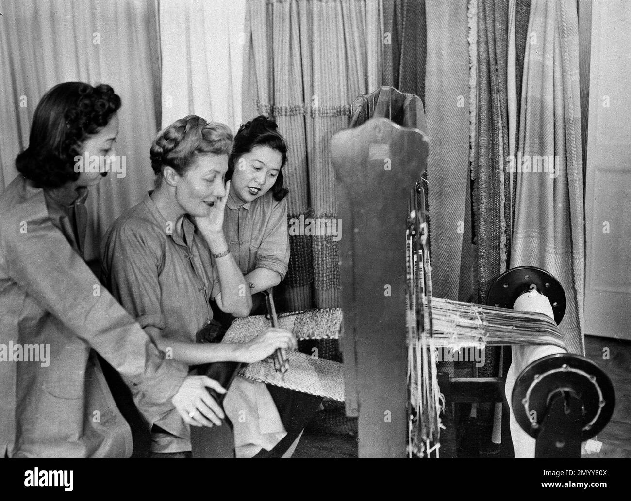 American textile designer and weaver Dorothy Wright Liebes of San ...