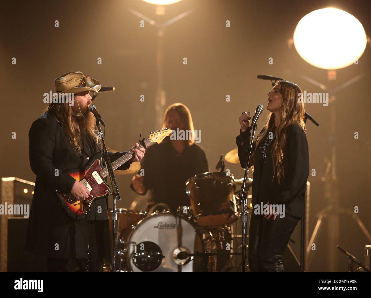 Chris Stapleton, left, and his wife, Morgane Stapleton, perform “Fire ...