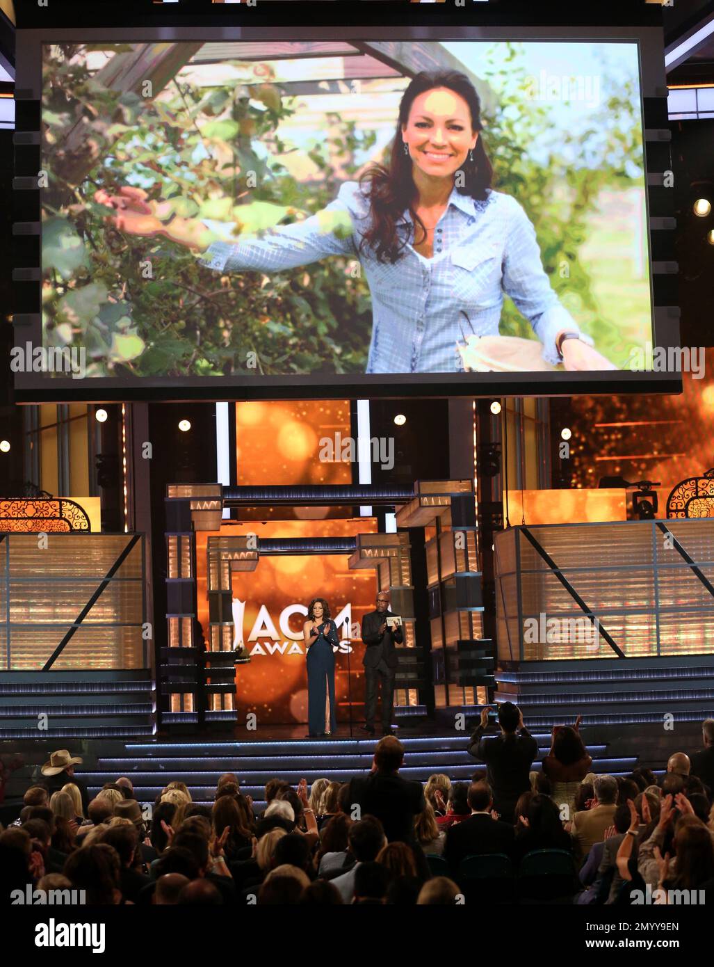 Martina McBride, left, and Darius Rucker present a tribute to Joey Feek ...