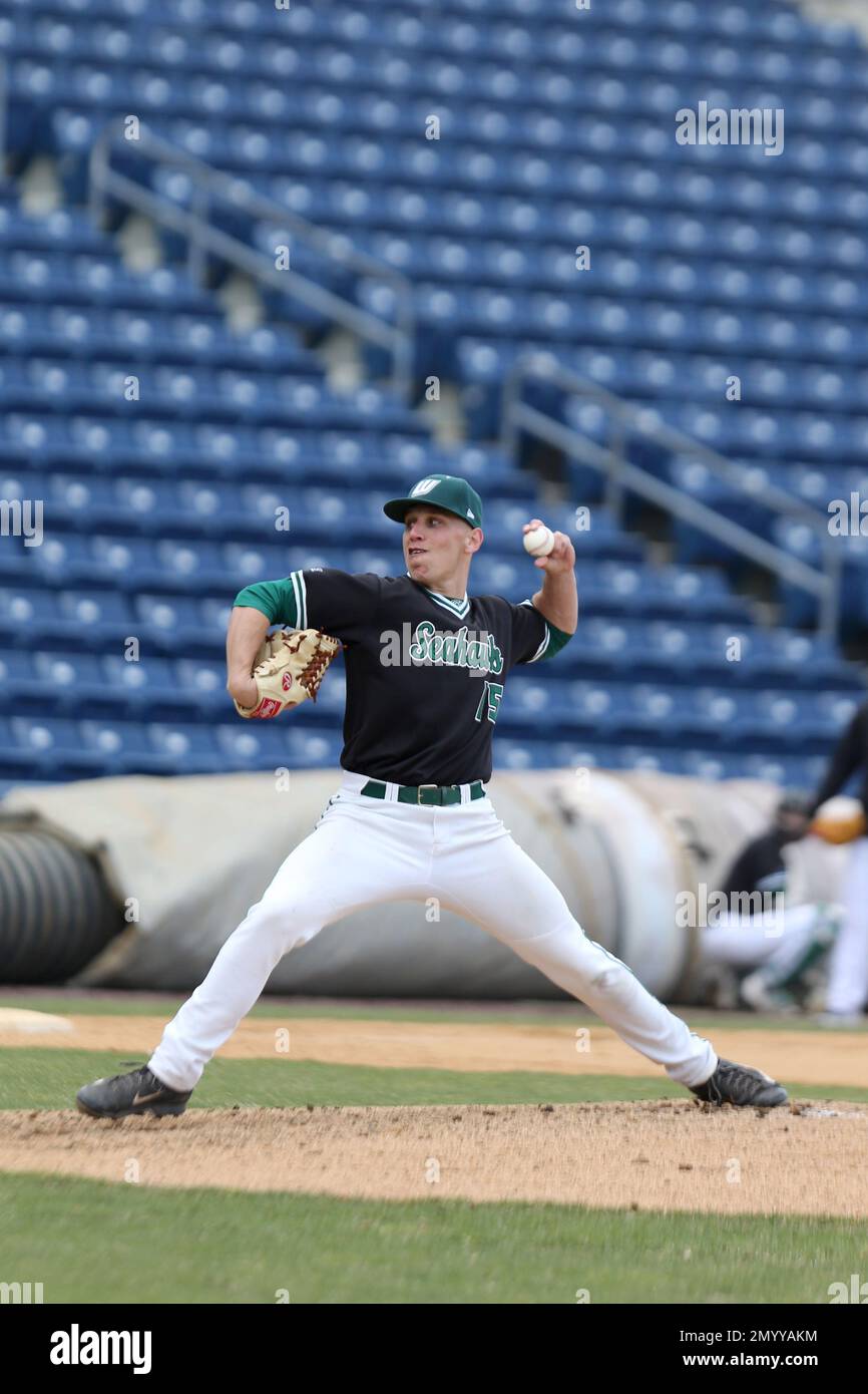 Wagner Seahawks pitcher Matt Morris #15 pitches against the Central ...