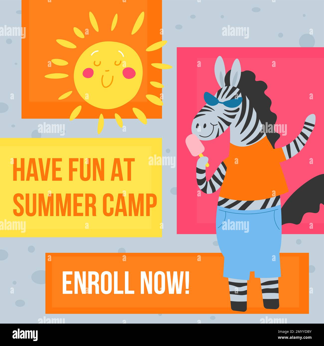 Have fun at summer camp, enroll now promo banner Stock Vector Image ...