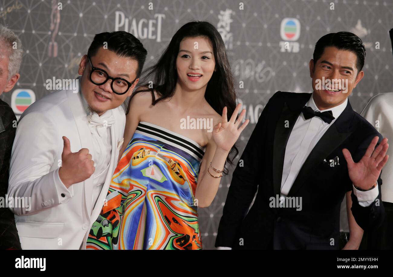 From right, Hong Kong actor Aaron Kwok, Chinese actress Jessie Li and ...