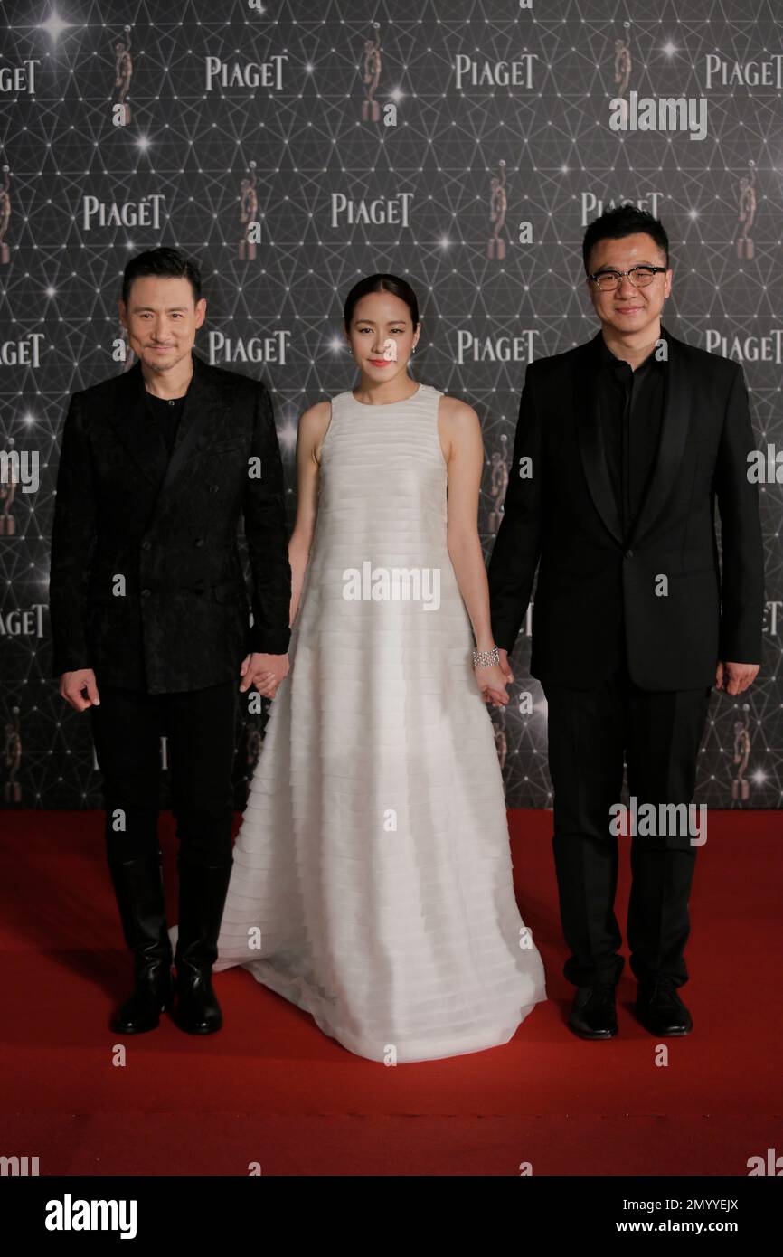 From left, Hong Kong actor Jacky Cheung, actress Karena Lam and ...